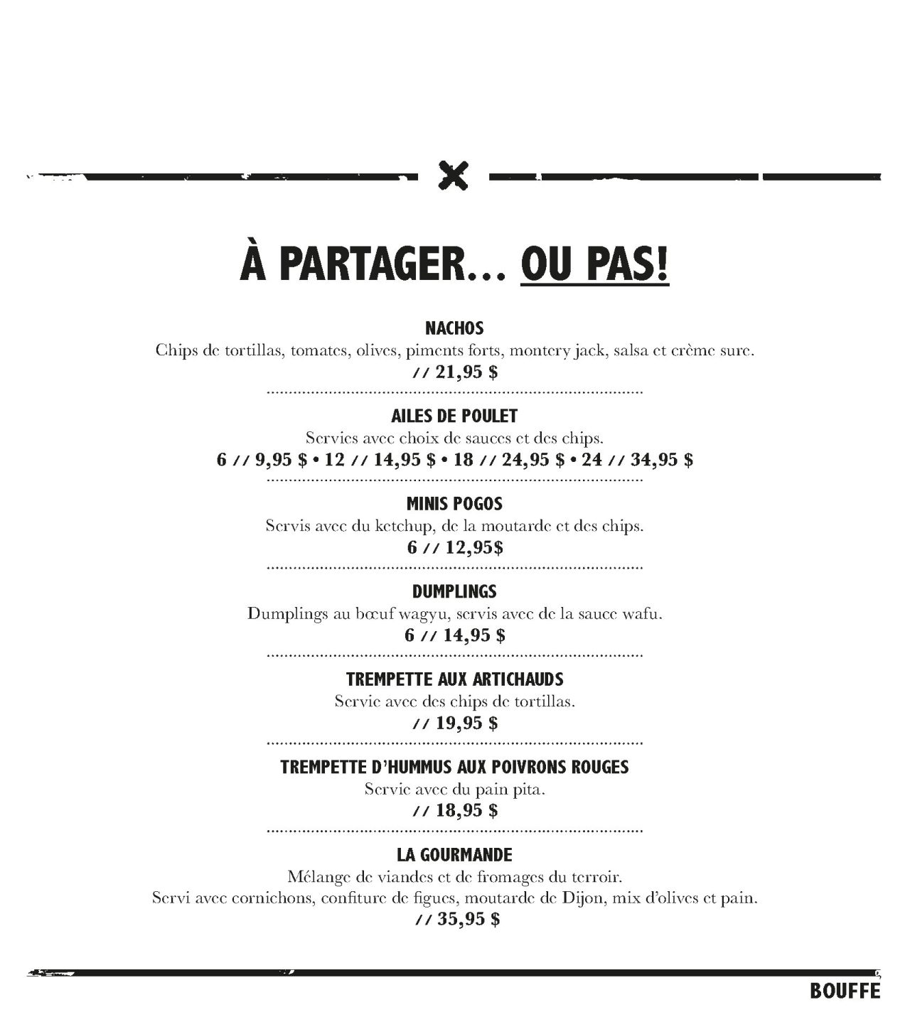 Menu | Prohibition Bar